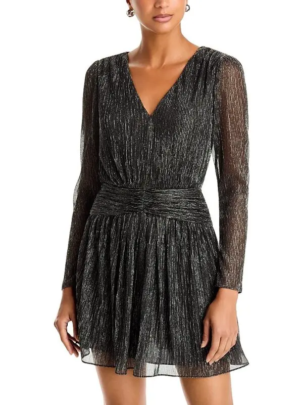 Paige Malina Plisse Mini Dress - Black/silver