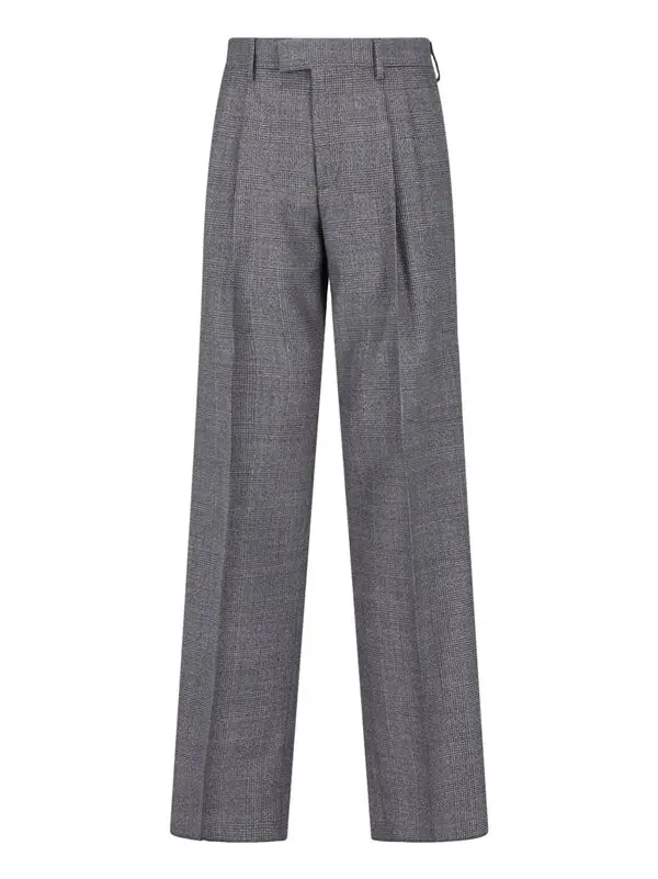 LARDINI Pleated Wide-leg Wool Trousers - Grey