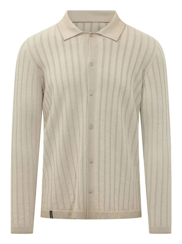 AROVESCIO Ribbed Collar Shirt - Sand