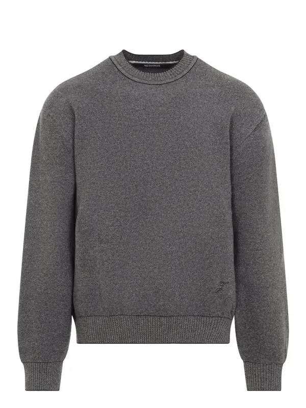 Jacquemus Jacquard Mini Sweater In Merino Wool Cashmere Blend - Grey