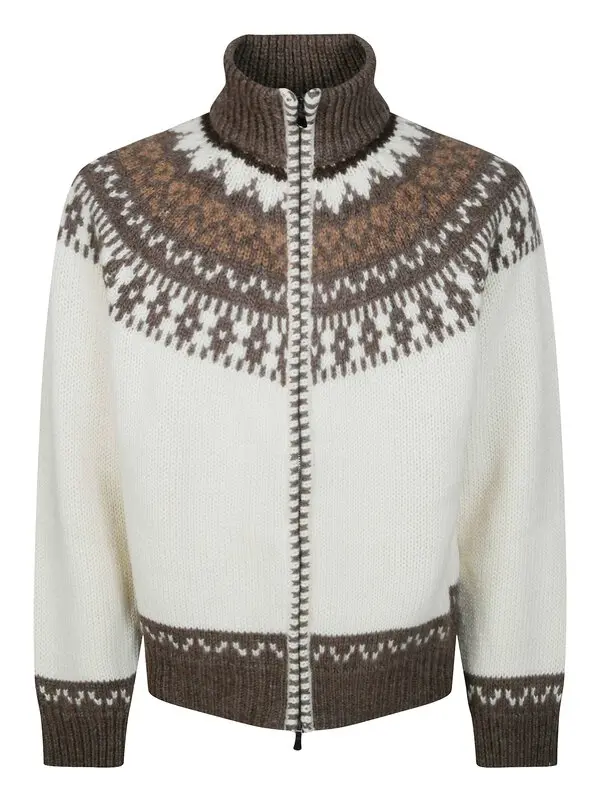 Altea Jacquard Nordic Crewneck Sweater - Beige