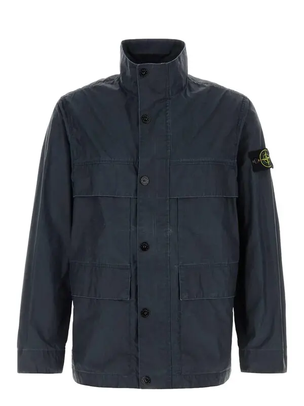 Stone Island Inspired Polyester-cotton Utility Jacket - Blue