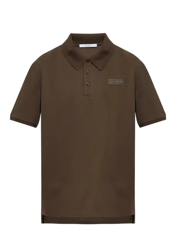 Givenchy Short-sleeve Polo Button-down With Tonal Gros Grain Detail - Marrone
