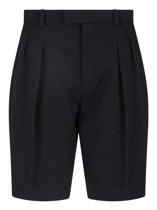 Saint Laurent Pleated Tailored Bermuda Shorts - Black
