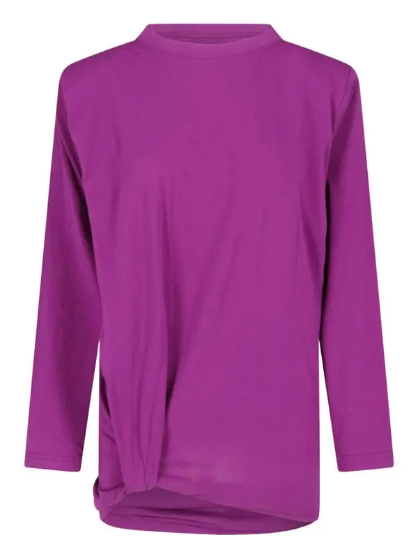 Balenciaga Asymmetric Draped Long Sleeve T-shirt - Violet