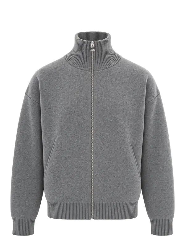 Axel Arigato Medium Wool Blend Drop Shoulder High Neck Sweater - Grey
