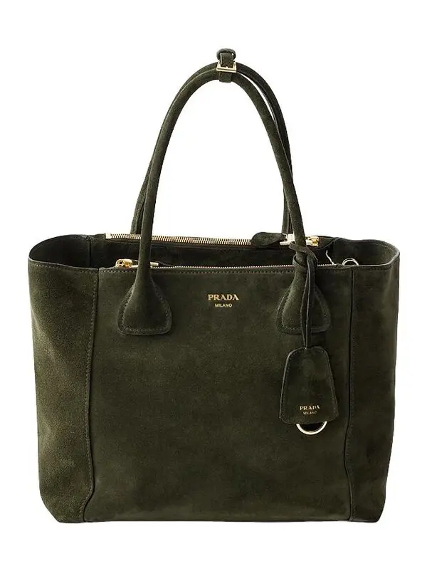 Prada Nova Large Suede Tote Bag - Forest