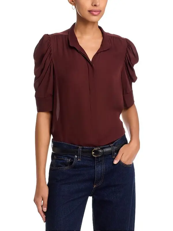 FRAME The Gillian Silk Top - Currant
