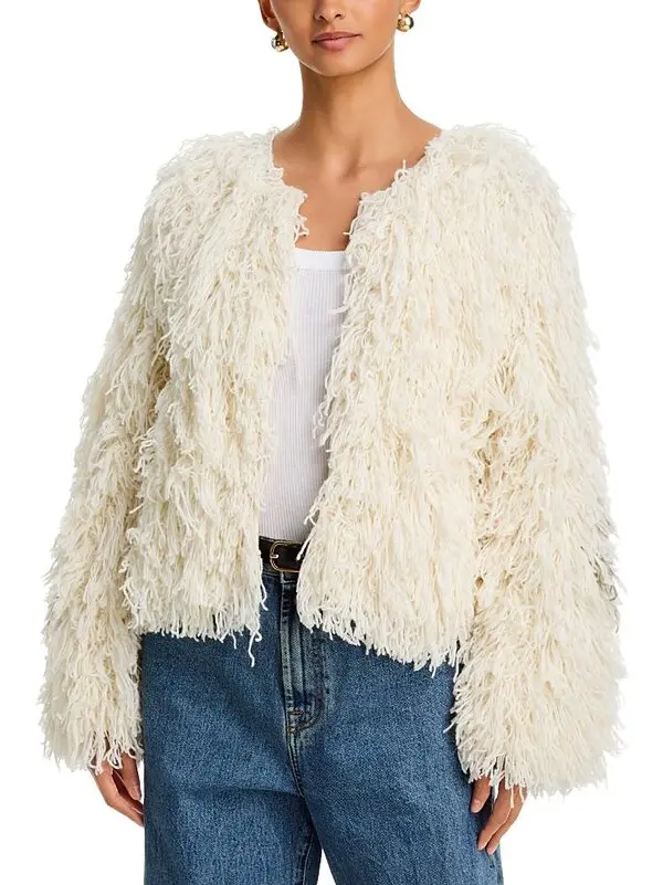 FRAME The Fringe Sweater Jacket - Ecru