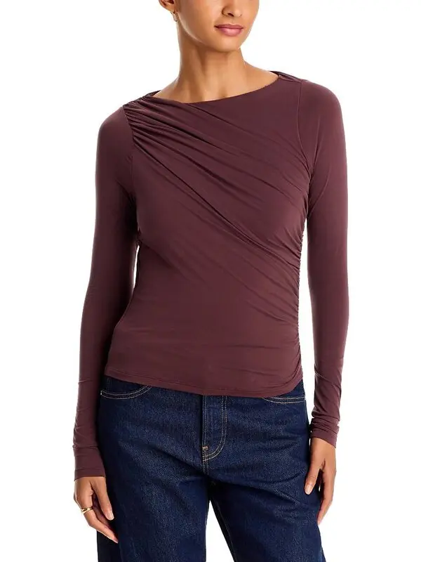 FRAME The Draped Long Sleeve Top - Currant