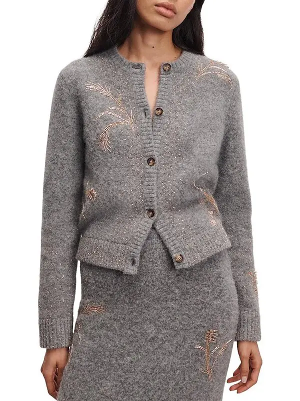 Rag & Bone Iris Beaded Cardigan - Grey