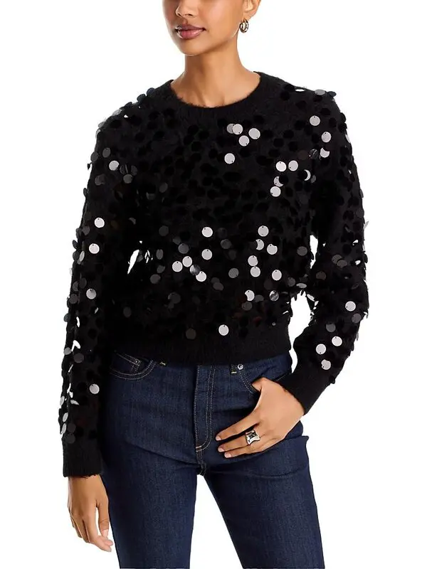 Cinq À Sept Briana Sequin Pullover Sweater - Black