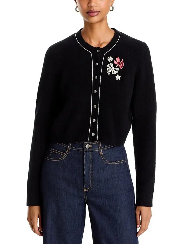 Cinq À Sept Allura Brooch Cardigan - Black/silver