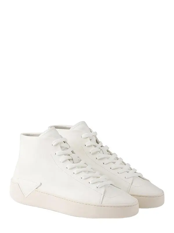 Prada High-top Leather Sneakers - White