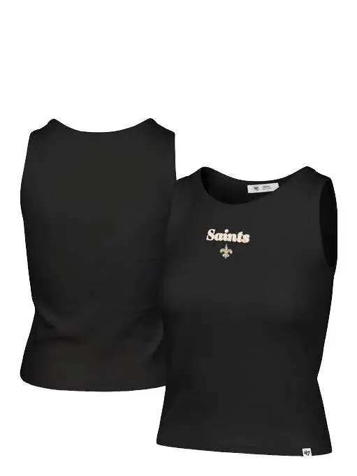'47 New Orleans Saints Cropped Straight Cut Ribbed Baby Tank Top - Black