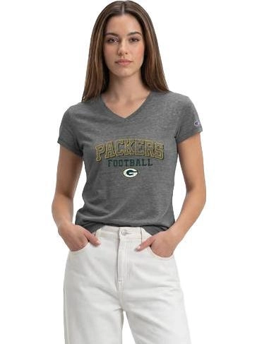 Champion Green Bay Packers Triumph Tri-blend V-neck T-shirt - Gray