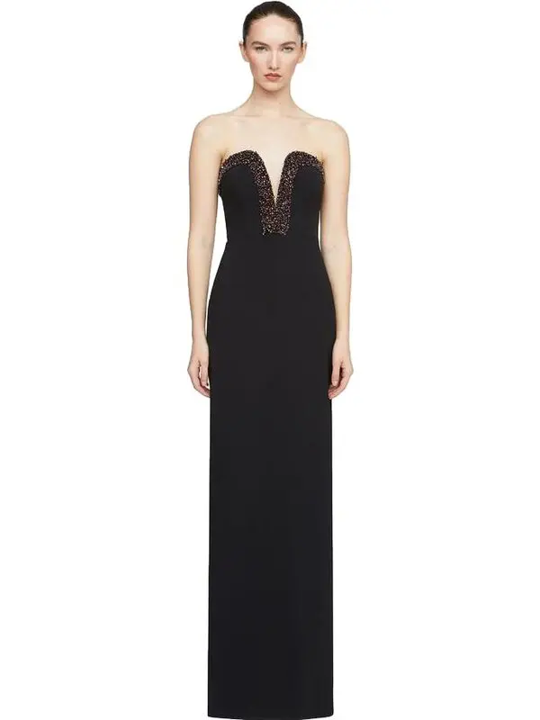Halston Ila Crepe Gown - Black