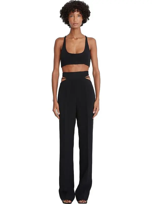Halston Gwen Crepe Scoop Neck Bralette - Black
