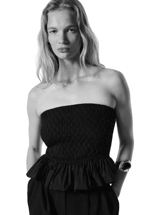 H&M Bandeau Peplum Top - Black