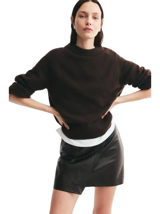 H&M Coated Wrap Skirt - Dark Brown