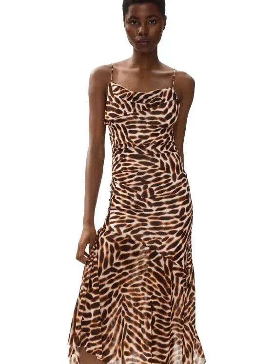 H&M Asymmetric Strappy Dress - Beige/patterned