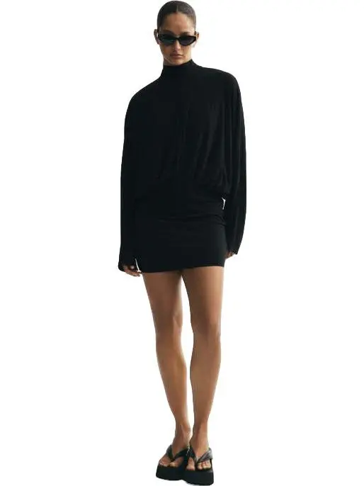H&M Batwing-sleeved Tie-detail Dress - Black