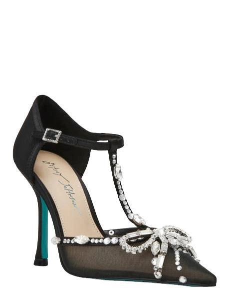 Betsey Johnson Vanna Pointed Toe T-strap Pump - Black