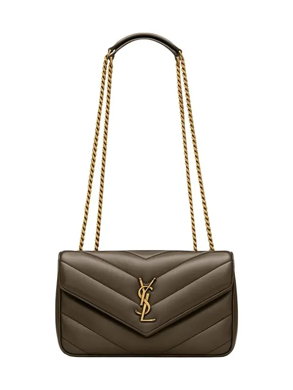 Saint Laurent Small Leather Loulou Shoulder Bag - Green
