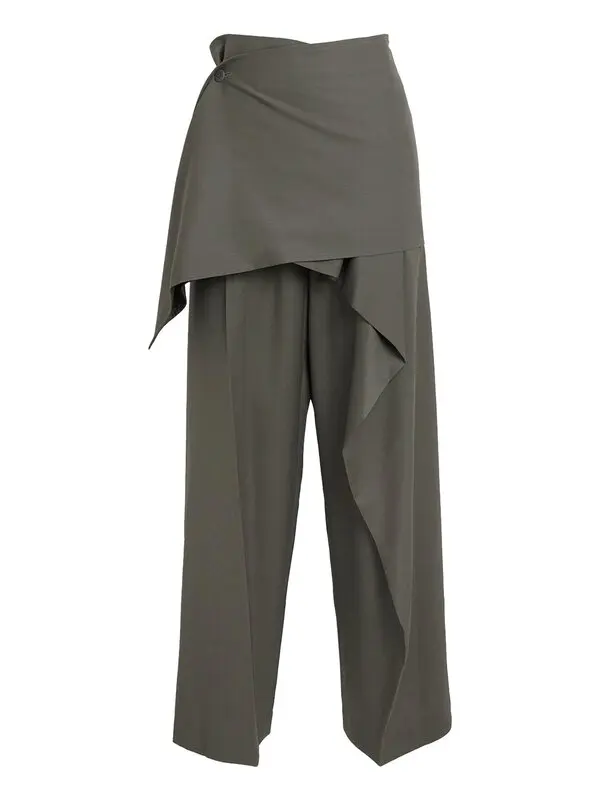 Issey Miyake Wool-blend Lustrous Wrap Trousers - Grey