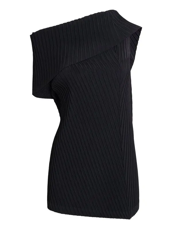 Issey Miyake Tubular Pleats Tunic Top - Black