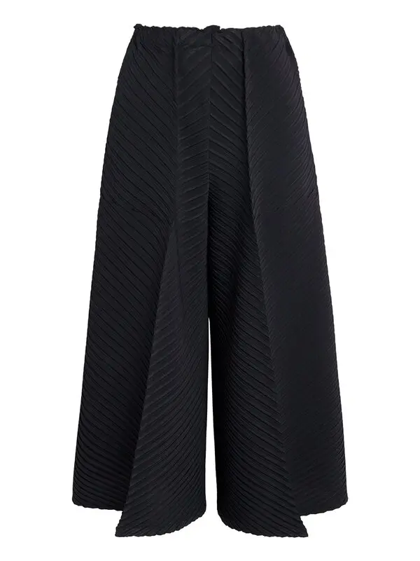 Issey Miyake Tubular Pleats Wide-leg Trousers - Black