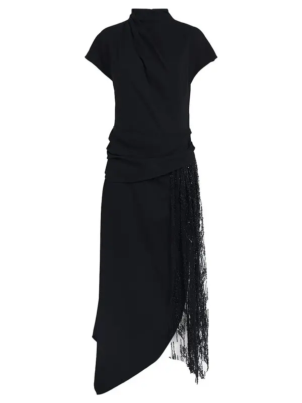 Staud Beaded Effie Midi Dress - Black
