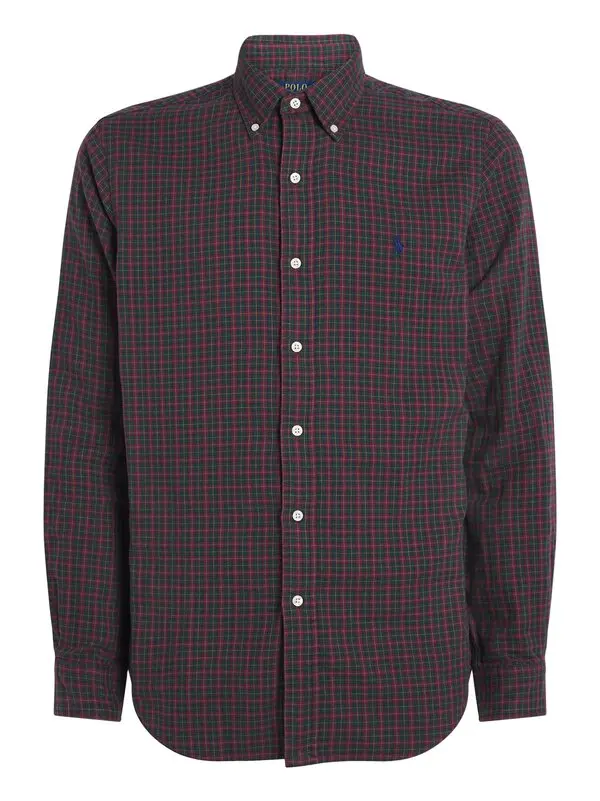 Polo Ralph Lauren Cotton Check Custom Fit Oxford Shirt - Green