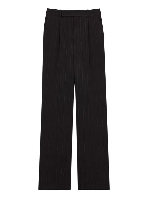 Saint Laurent Wool Stripe Tailored Trousers - Black
