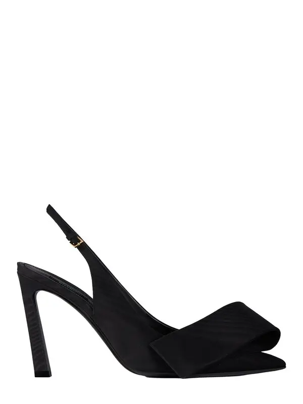 Givenchy Moiré Twisted Ribbon Slingback Sandals 95 - Black