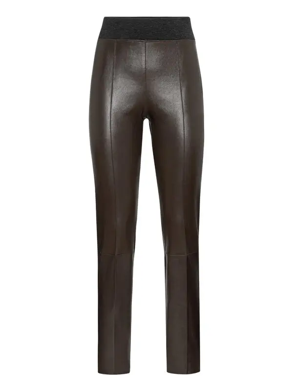 Brunello Cucinelli Stretch-nappa Leather Leggings - Brown