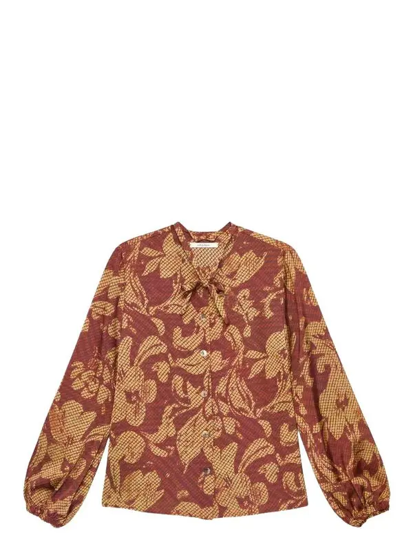 Malìparmi Sweet Foliage Tie-neck Shirt - Red