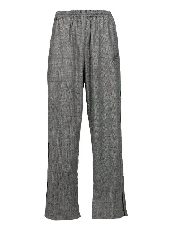 WILLY CHAVARRIA Ruff Rider Check Track Pants - Grey