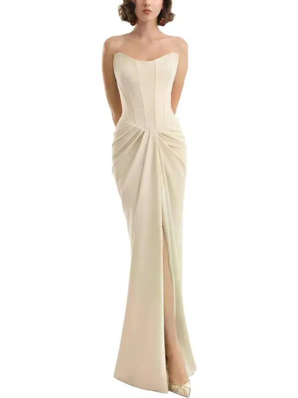 GEMY MAALOUF Strapless Corset Maxi Dress - Neutrals