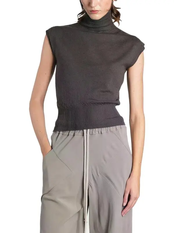 Rick Owens Ribbed Roll-neck Top - Grey