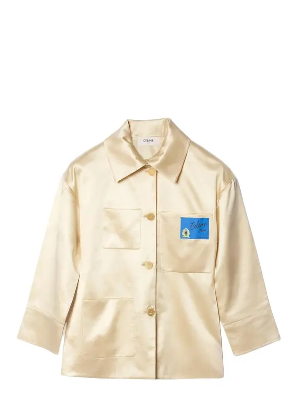 Celine Flat Chore Jacket In Satin - Cream