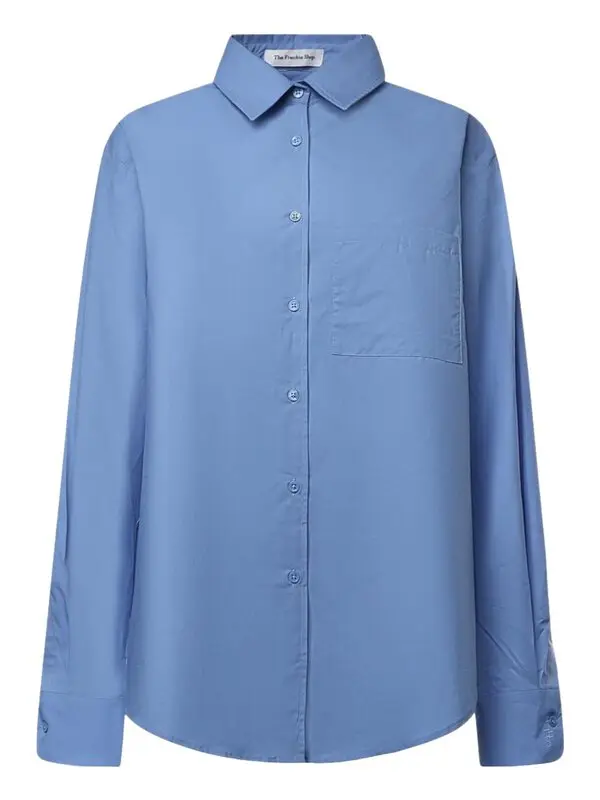 THE FRANKIE SHOP Lui Curved-hem Buttoned Shirt - Blue