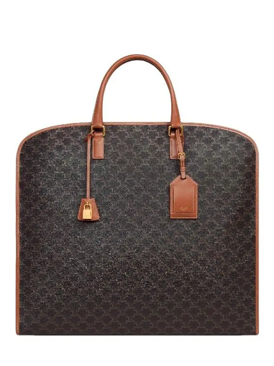 Celine 1 Suit Garment Bag In Triomphe Canvas And Calfskin - Tan