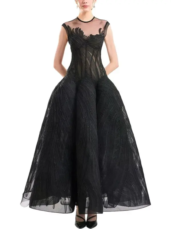 GEMY MAALOUF Corseted Sculptural Dress - Black