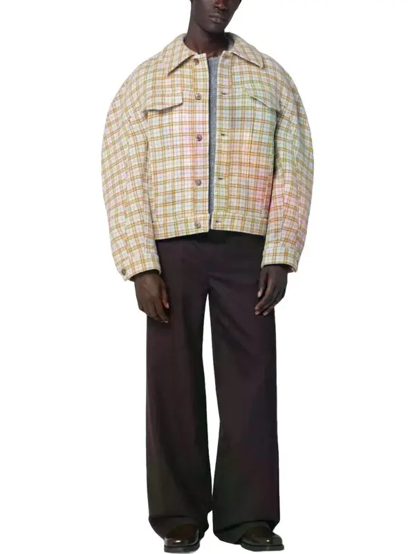 Séfr Matthieu Checked Wool Shirt Jacket - Neutrals