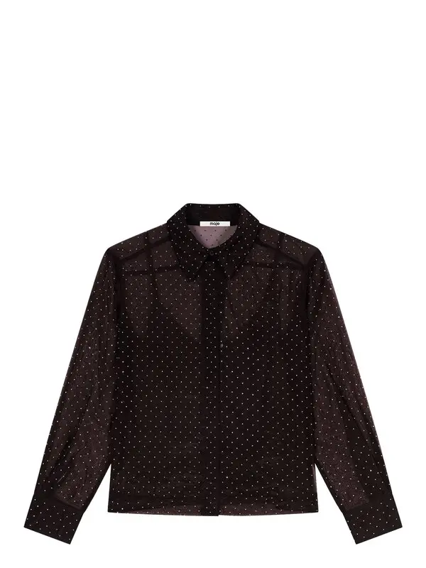 Maje Embellished Shirt - Brown