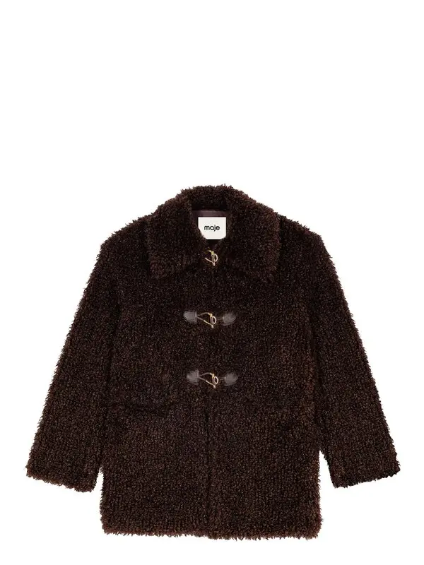 Maje Faux Shearling Jacket - Brown
