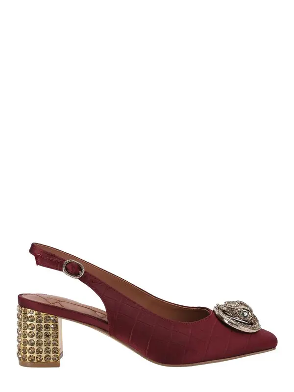 Kurt Geiger Croc-effect Chelsea Slingback Block Heels - Red