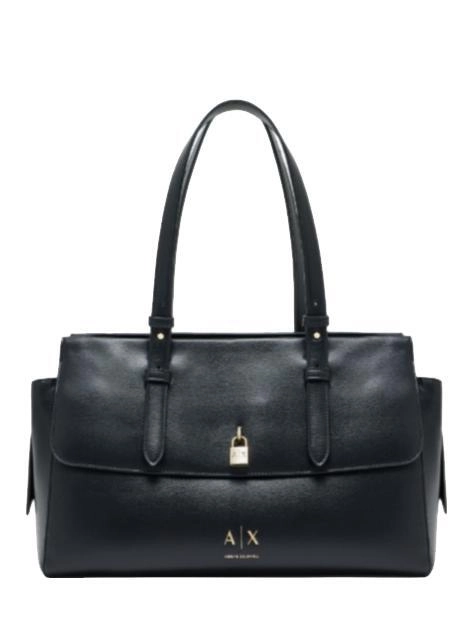 Armani Exchange Logo-print Padlock-detail Tote Bag - Black