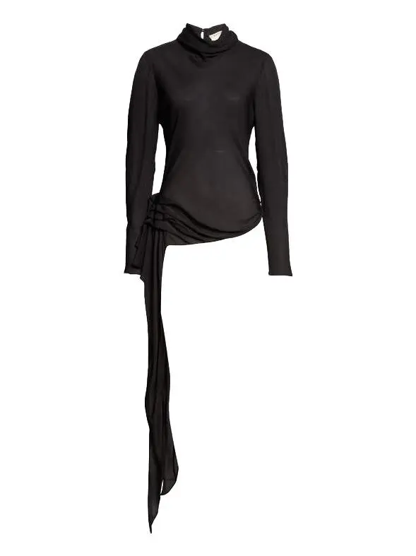 KALLMEYER Ornella Draped Silk Georgette Top - Black